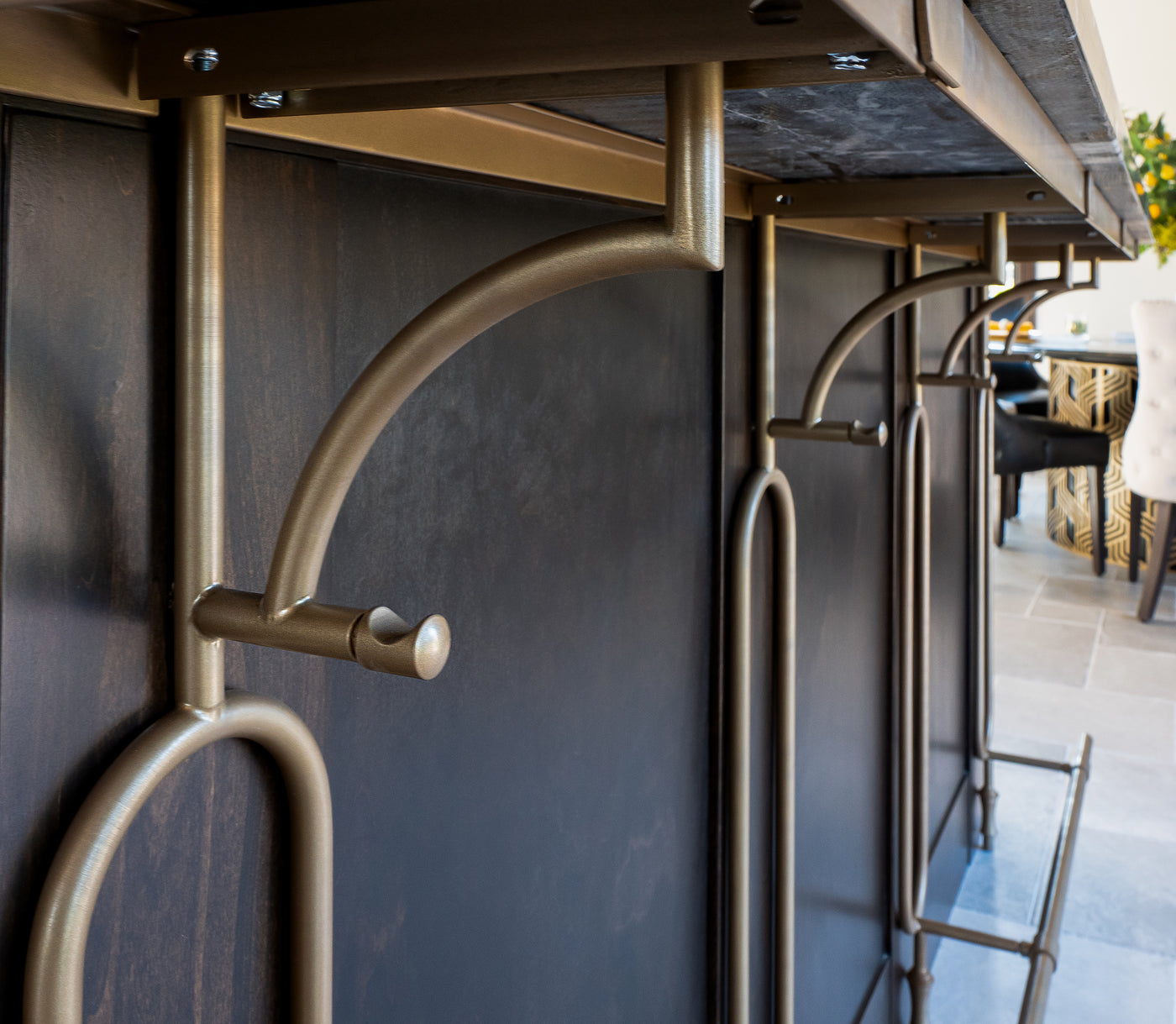 Decorative Bar Front Support System with Foot Rail