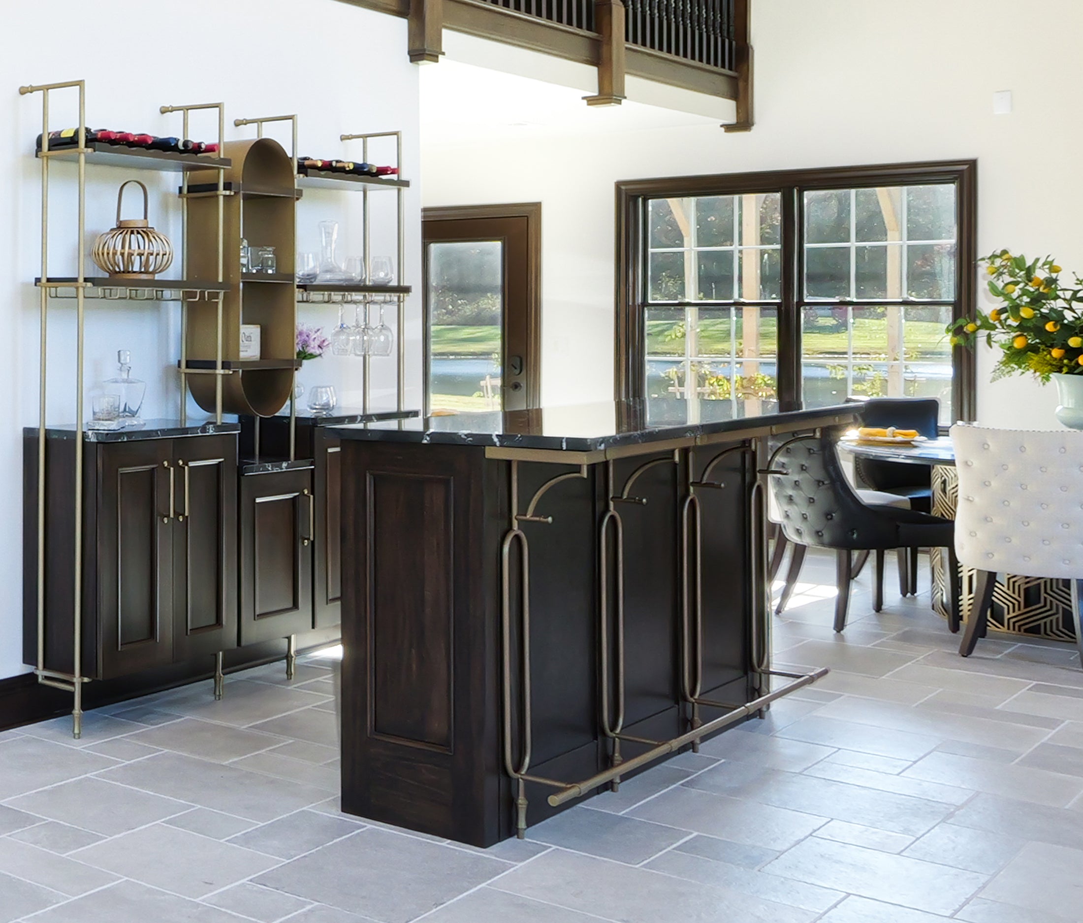Decorative Bar Front Support System with Foot Rail