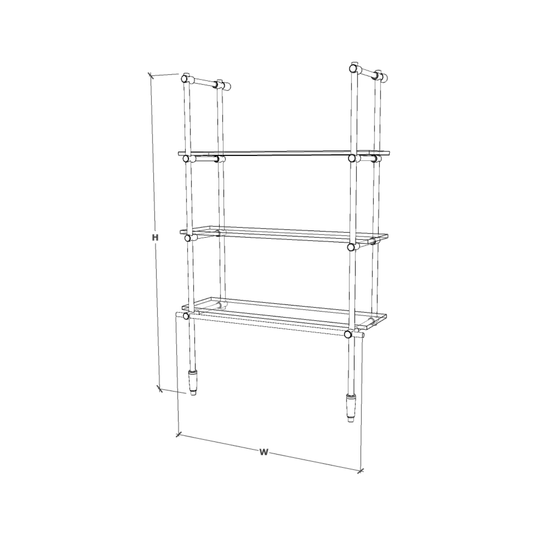 Bistro Floor/Counter to Wall Shelf – Fittings Metal Collection
