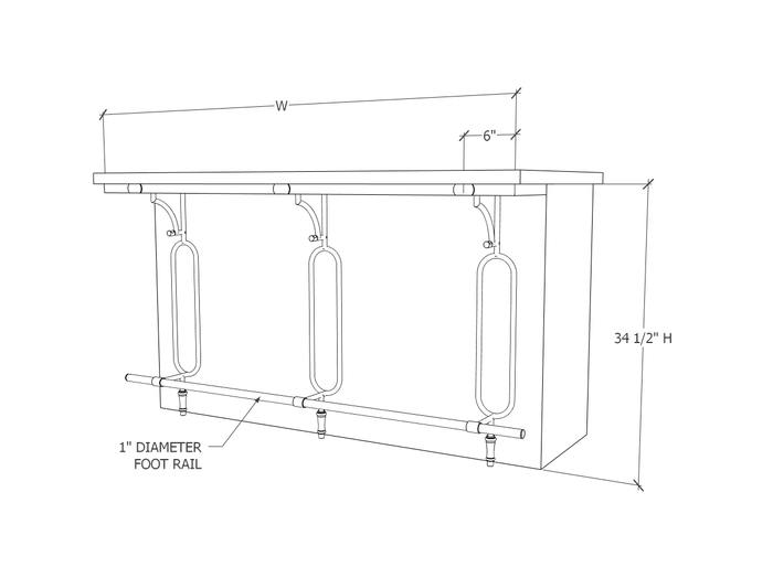 Decorative Bar Front Support System with Foot Rail