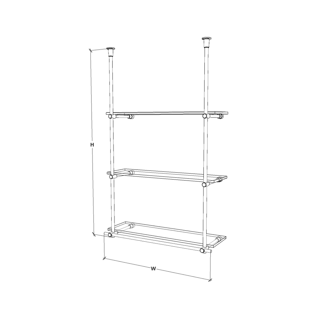 Bistro Wall to Ceiling Shelf No Rear Vertical – Fittings Metal Collection