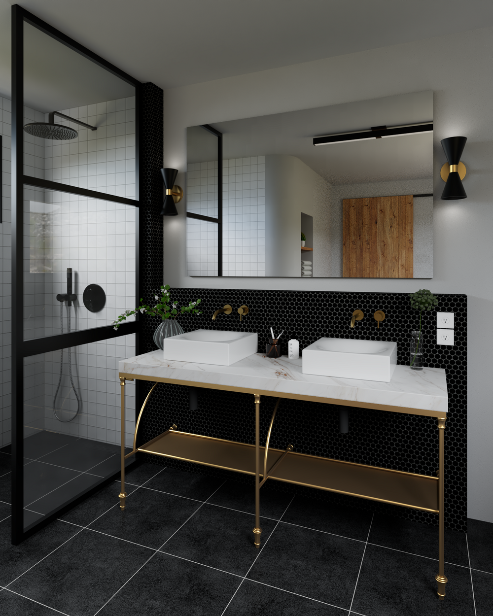 Double Open Vanity Base - 3 Leg