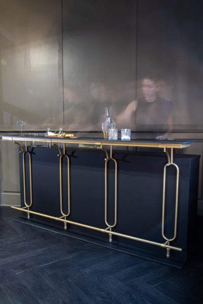Decorative Bar Front Support System with Foot Rail