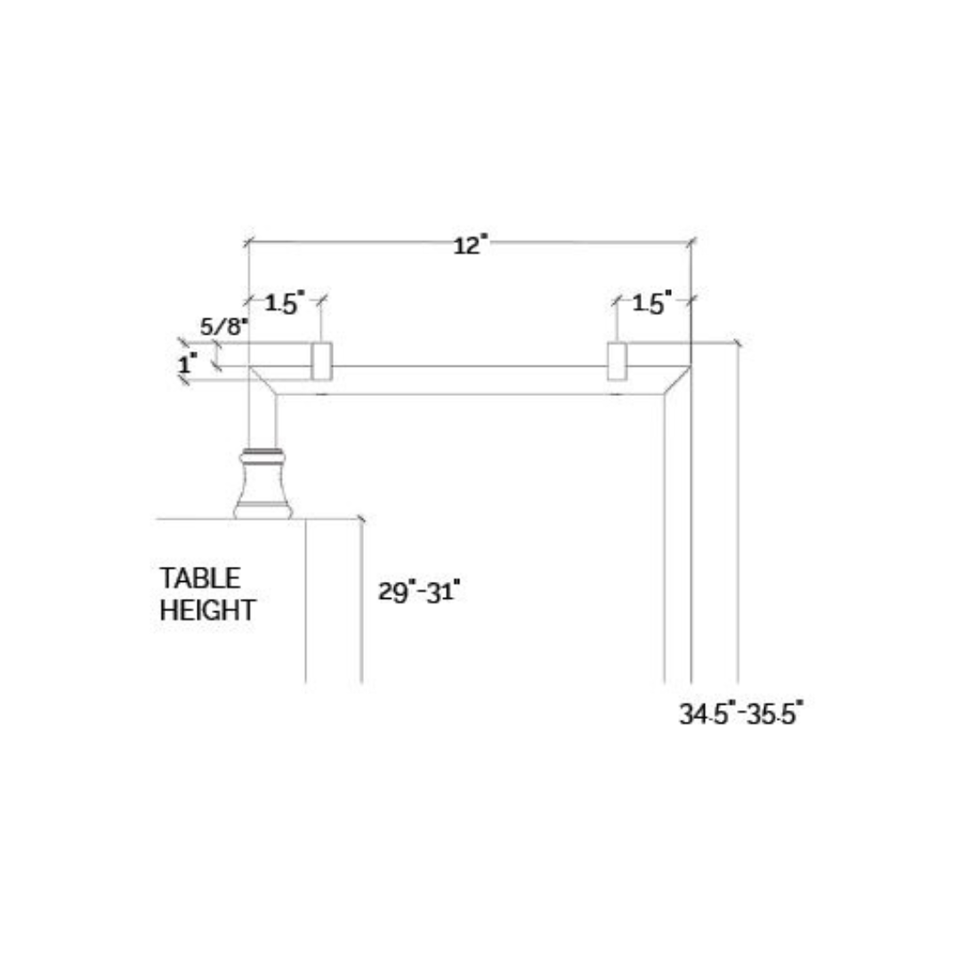 Raised Counter Support - 2 Leg – Fittings Metal Collection